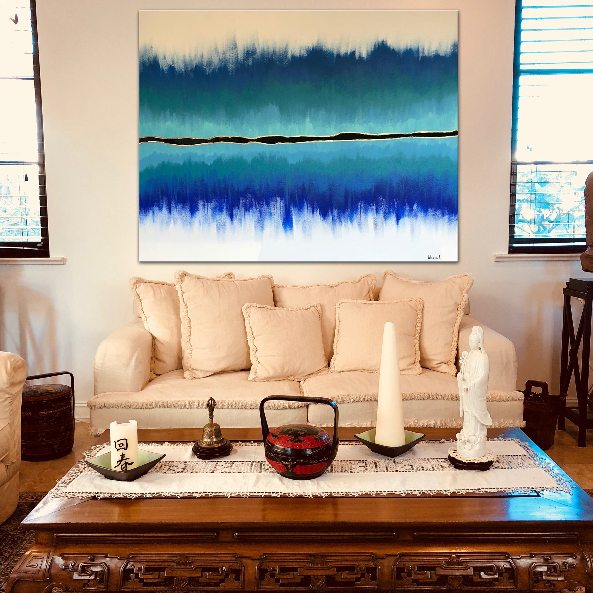 Deep Waters -Original, abstract and modern Zen painting. Feng Shui ...
