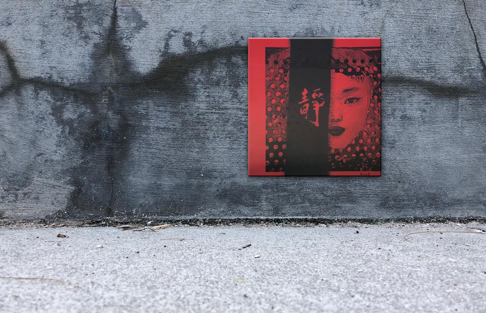 Lady on Red - Photo layered creation on stretched canvas. – Shogo Zen Art